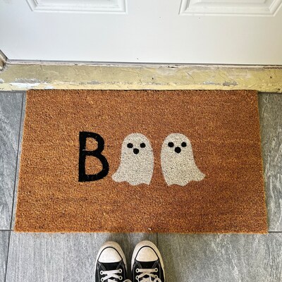 Halloween Doormat Ghost Doormat Ghost Decor for Porch - Etsy