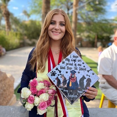 Custom Graduation Cap Topper for Dog Mom, Personalized Dog Lover Cap ...