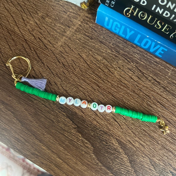 Custom Beaded Name Keychain Bridesmaid Gift Customized Initials Beaded ...