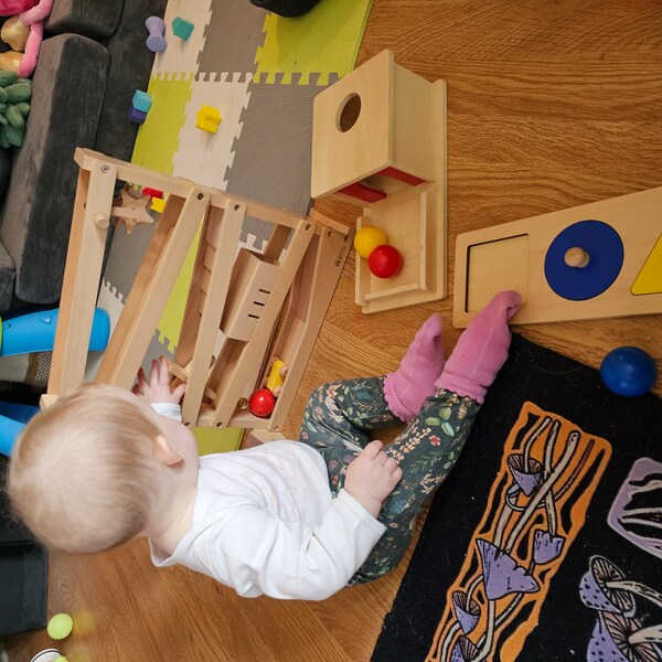 Large Wooden Grimm's Style PASTEL Stacker Semi Circle Peg Dolls Baby ...