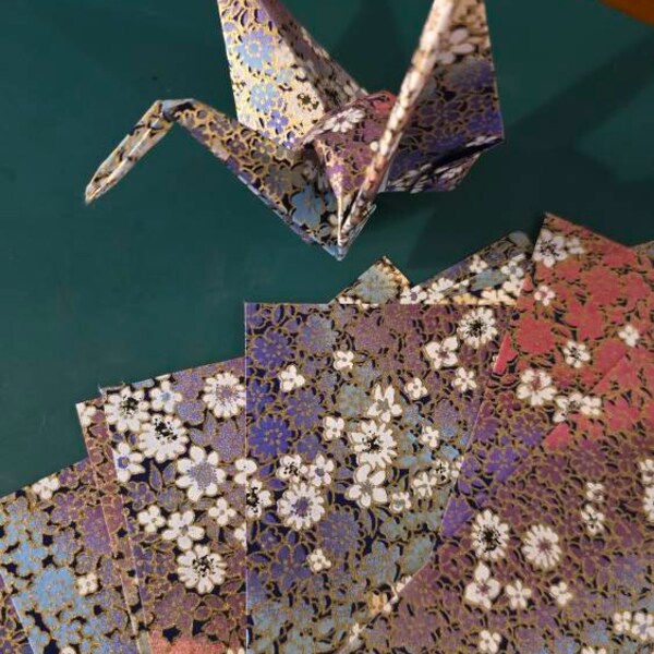 Origami -yuzen Washi -chiyogami - Silk Screen Paper -craft Paper -various Sizes -blue ...