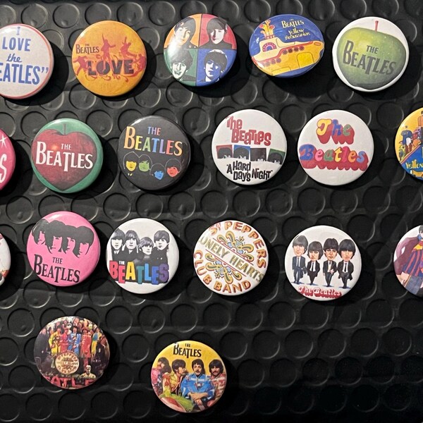 THE BEATLES 60s 70s Music Pinback Buttons Set of 30 Pins Classic Pop ...