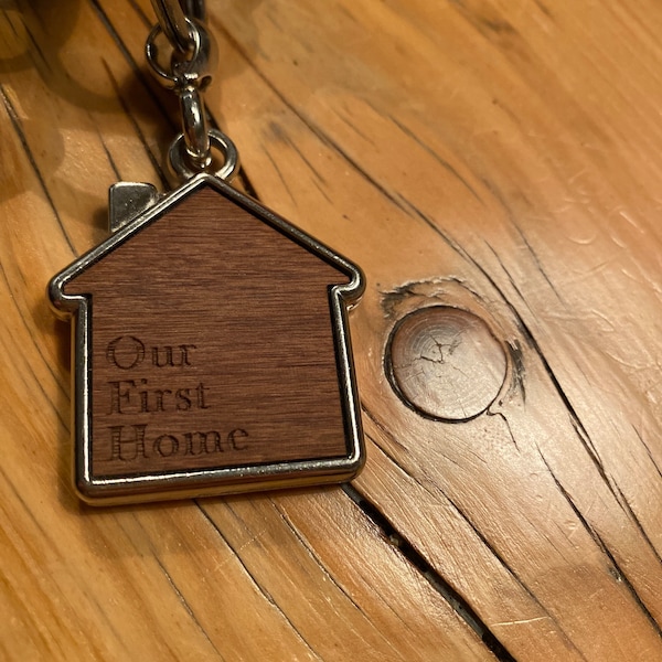Personalised Our First Home Design Keyring, Custom Keychain ...