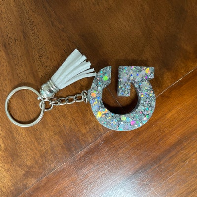 Initial Resin Keyring Personalised Letter Keyring Glitter Initial ...