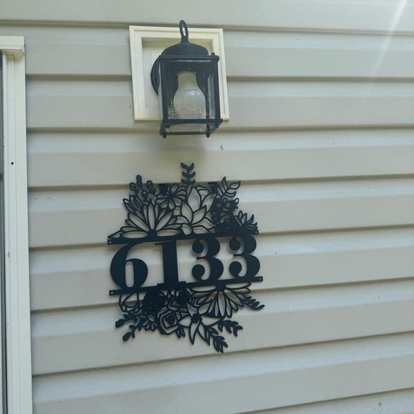 Personalized Floral House Number Sign | Metal House Numbers | Address ...
