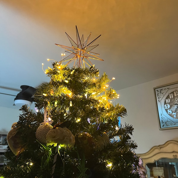 Moravian Star Christmas Tree Topper Stained Glass Bethlehem Ornament ...