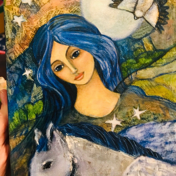 Goddess Rhiannon, Faerie Magick Portrait, Welsh Goddess Art, Lunar ...