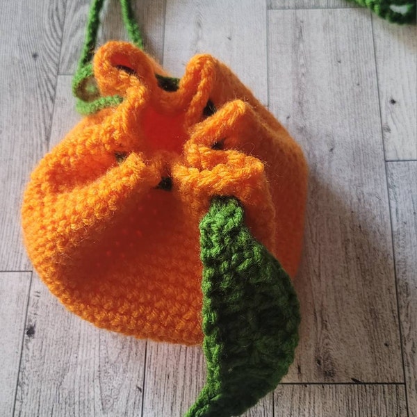 Crochet Orange Bag PATTERN, Drawstring Bag PATTERN, Crochet Drawstring ...