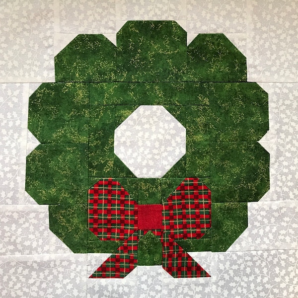 Christmas Wreath Quilt Block Pattern PDF - Includes Instructions for 6 ...