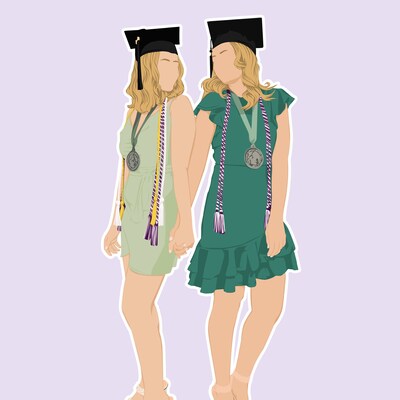Custom Minimal 2 People Faceless Illustration Cartoon Portrait From ...