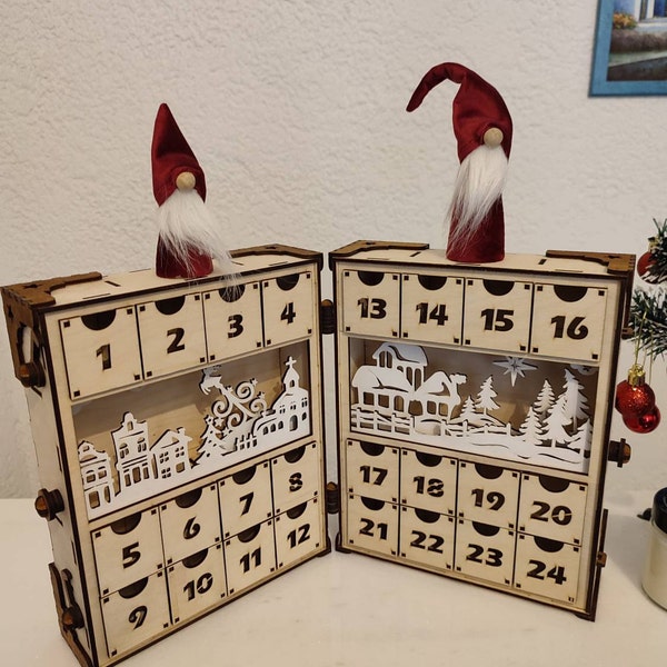 Book Advent Calendar Laser Cut Files, Christmas Decor. Digital Template ...