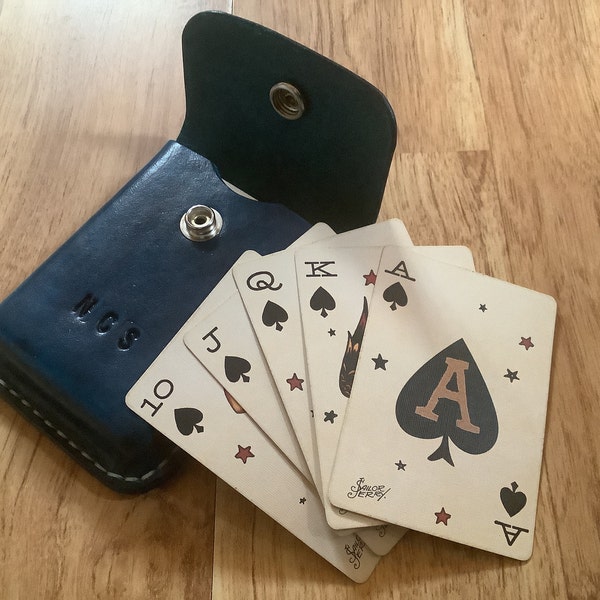 Leather Playing Card Case - Handmade Genuine Leather - Standard Size ...