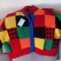 Harry Styles Inspired Cardigan Colour Block Patchwork - Etsy Canada