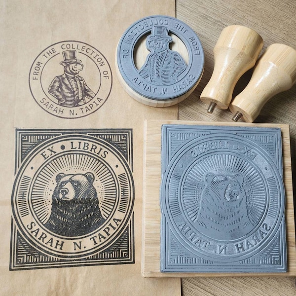 Custom BOOK STAMP With Name Ex Libris Custom LIBRARY Rubber Stamp ...