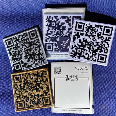 Custom QR Code Embroidered Patch, Personalised QR Code, Iron on QR ...