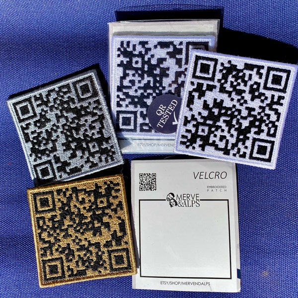 Custom QR Code Embroidered Patch, Personalised QR Code, Iron on QR ...