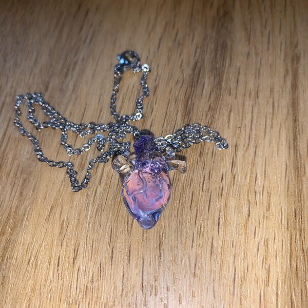 Glass Heart Blood Vial Necklace, Gothic Vampire Heart Pendant, Glass ...