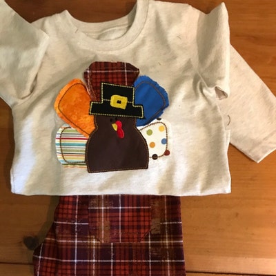 Tommy Turkey Thanksgiving Applique Satin and Raw Edge Great Boy Design ...
