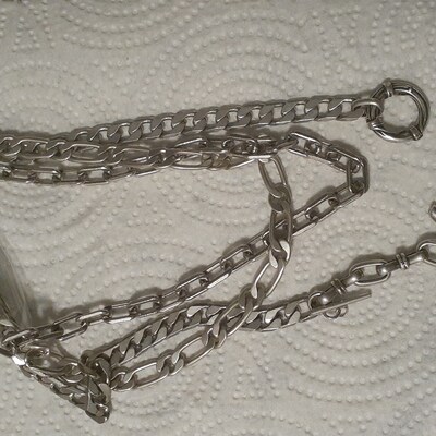 Rocker Choker Necklace 3 Strands Necklace Silver Choker Set Punk Rocker ...