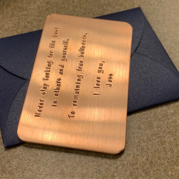 Copper Anniversary - Custom Copper Wallet Insert - Customized Metal ...