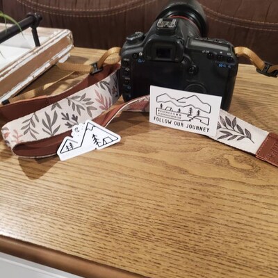 Flower Field Tan Camera Strap Design With Brown Vegan Leather - Etsy