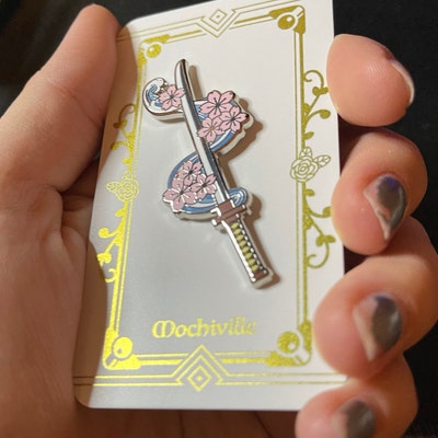 Flowing Sakura Katana Enamel Pin Large Pin Hard Enamel Pin RPG Inspired ...