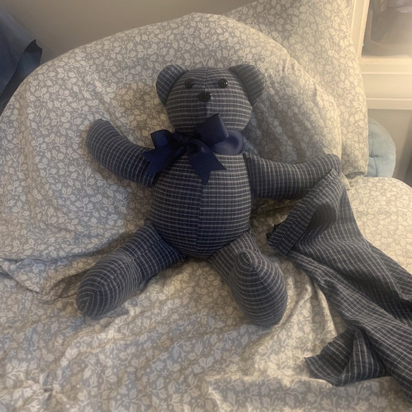 Memory BEAR - Handmade Keepsake Animal - Made From Love One's Clothing ...