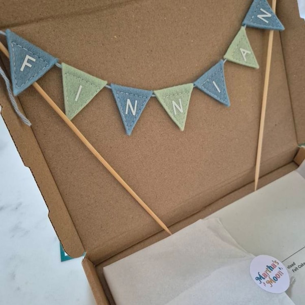 Bunting Cake Topper Felt Mini Bunting Personalised Birthday Cake Topper ...