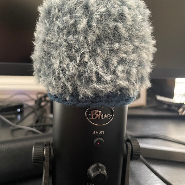 Crocheted Blue Yeti Mic Fuzzy Windscreen Pop Filter - Custom, MADE TO ...