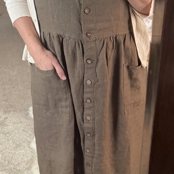 Mama Dress, PISMO, Linen Dress With Pockets, Midcalf Dress With Belt ...