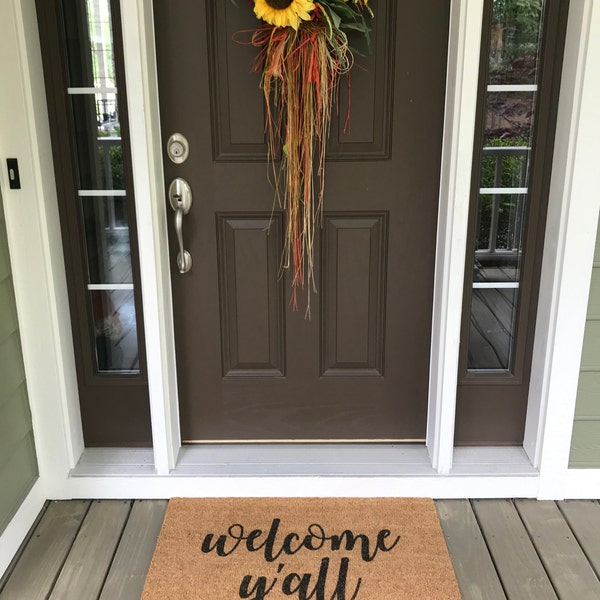 Welcome Y'all Doormat, Welcome Y'all Door Mat, Welcome Mat, Welcome ...