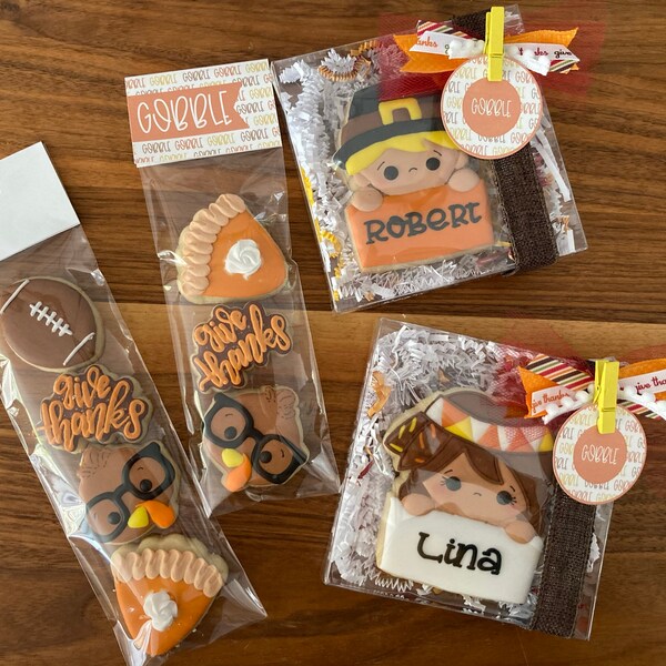 Gobble 3x4" Treat Bag Topper With Gobble Gobble Gobble Seamless Pattern ...