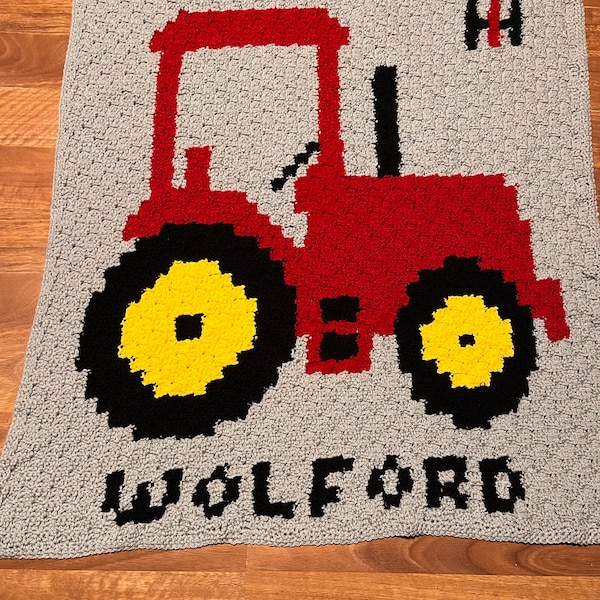 CROCHET BABY BLANKET Pattern: Tractor Baby Blanket, C2C Tractor Pattern ...