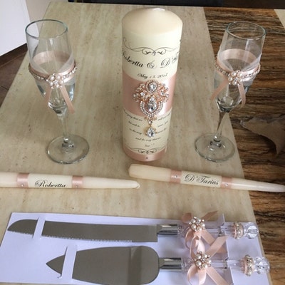 Rose Gold Unity Candle Set, Wedding Unity Candle Set, Personalized ...