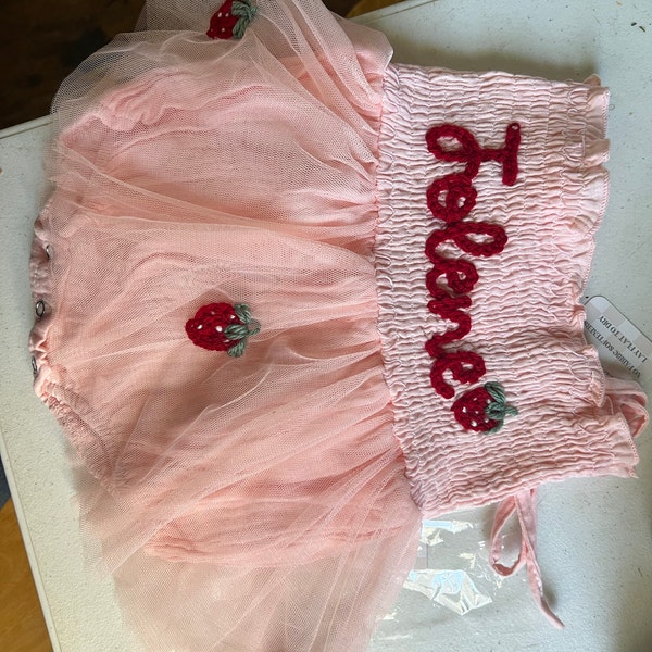 Custom Name Tutu, Hand Embroidered Baby Romper, Personalized Birthday ...