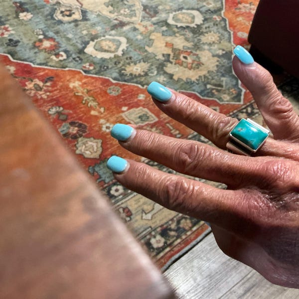 Beth Dutton Inspired Turquoise and Sterling Silver Large Statement Ring ...