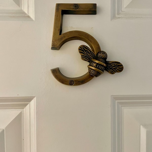 Brass Bee House Number, 4 Inch Heritage Finish - Etsy