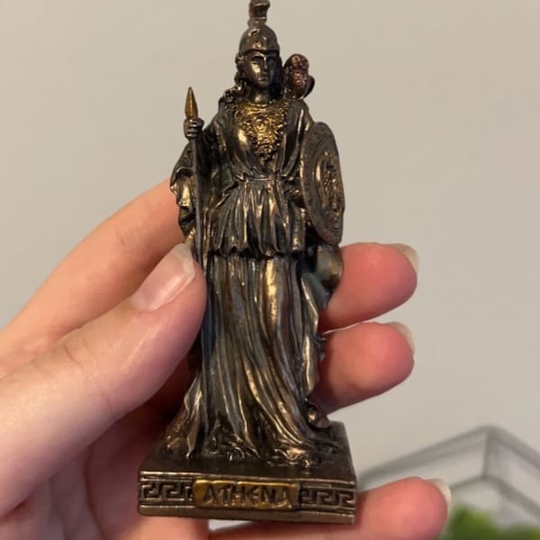 Vintage Athena Mini Statue - Small Hand-painted Ancient Greek Goddess ...