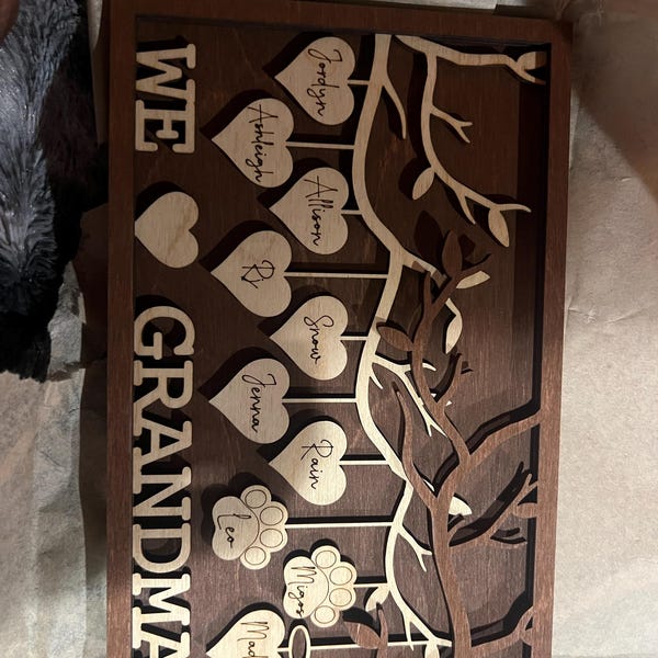 Family Tree Hanging Heart 3D Wall Hanging Decoration or Gift With Stand ...