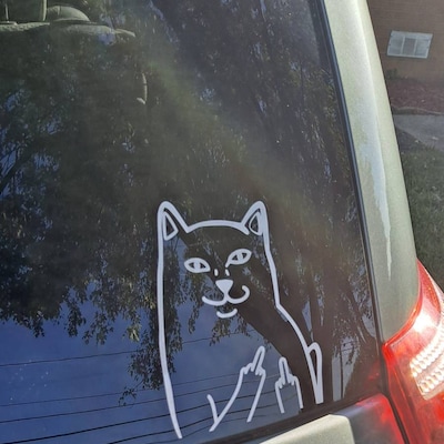 Cat Middle Finger Vinyl Decal, Car Decal, Laptop Decal, Funny Cat ...