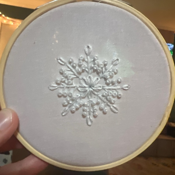 Five Snowflakes Christmas Embroidery Pattern + Video Tutorial, Beginner Embroidery PDF Pattern ...