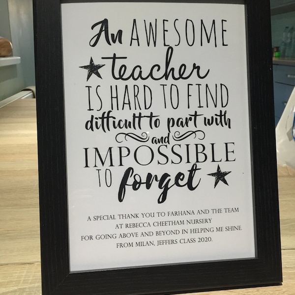 An Awesome Teacher Print | Personalised Print | Teacher Gift | End of ...