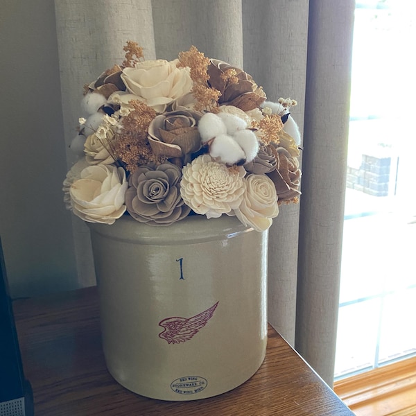 Rustic Sola Wood Flower Bouquet With Cotton & Dried Accents | Farmhouse ...