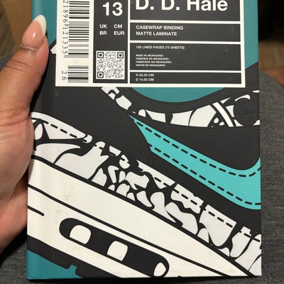 Personalized AM1 Sneaker Shoebox Label Inspired Hardcover Lined Journal ...