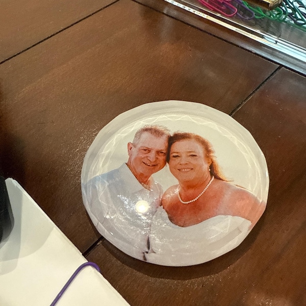 Personalized Glass Photo Paperweight | Custom Crystal Cut Desk Decor ...