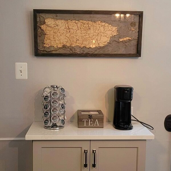 Puerto Rico Wood Carved Map - Etsy