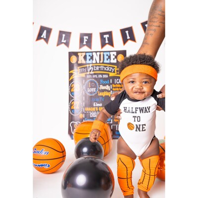 Personalized Basketball Half Birthday Uniform Jersey Headband ...