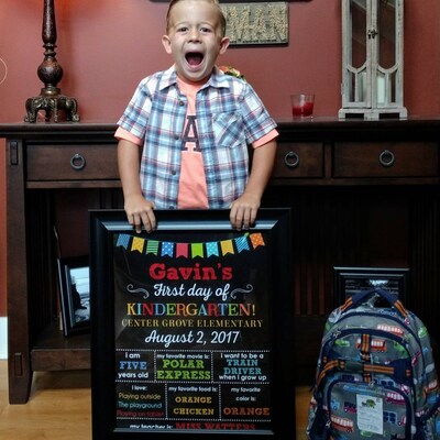 First Day of Kindergarten Sign BOYS, First Day of School Sign ...