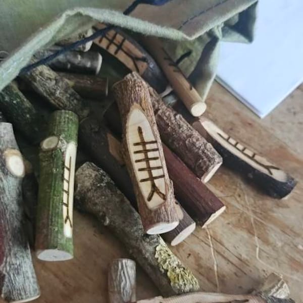 20 Celtic Tree Ogham Staves Made With Corresponding Woods With Pouch ...