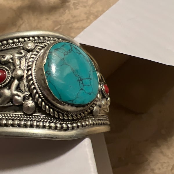 Turquoise Cuff Bracelet| Natural Turquoise Gemstone Bracelet| Boho Cuff ...